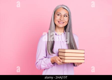 Portrait of attractive creative clever minded girl writing essay task ...