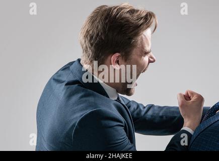 Fighting at work. Businessman engaged in fist fight. Fighting and ...