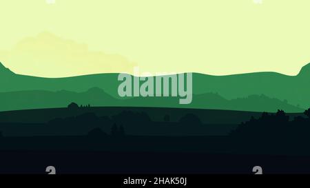 Animation moving of landscape in cartoon style. Digital design concept ...