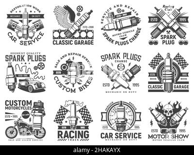 Car races, motor speed show and street racing icons. Vector car race ...