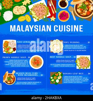 Malaysian cuisine restaurant menu template. Asian food special offer ...