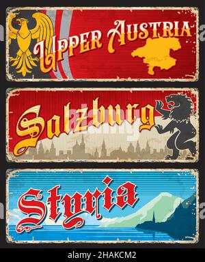 Austria vintage map. Grunge map of the country with distressed texture ...