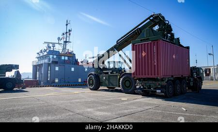 A U.S. Marine Corps Kalmar RT240 rough terrain container handler ...