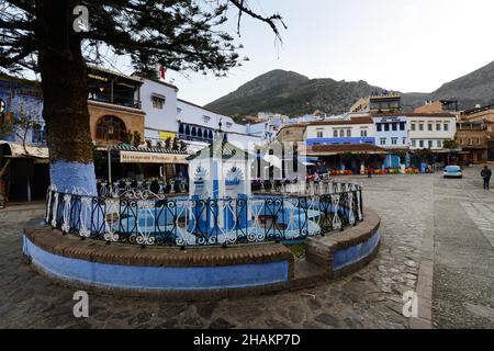 Plaza Uta el Hamman in the medina of Chefchaouen, Morocco Stock Photo ...