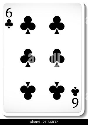 Six of clubs playing card design. Vector illustration Stock Vector ...