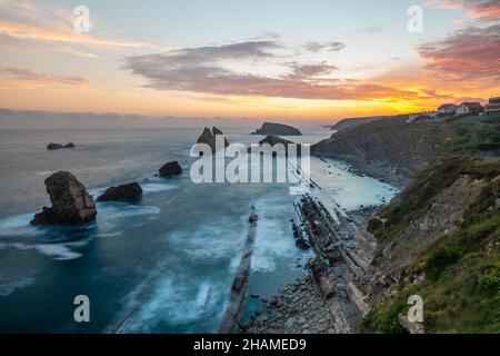 Incredible cliffs on the Spanish coast near Santander during a ...