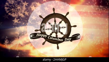 Digital composite image ship's wheel with american flag stripes and ...