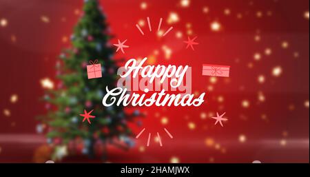 Composite image of Christmas tree decorated with ornaments Stock Photo ...