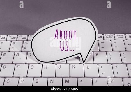 Close up Of Words with About Us , Web Concept idea Stock Photo - Alamy