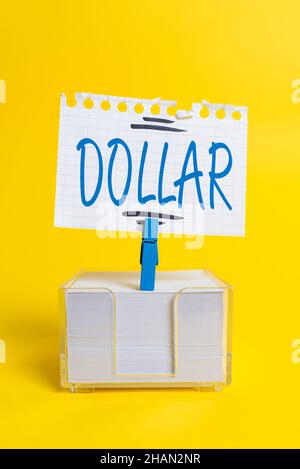 Writing displaying text Dollar Bill, Word Written on a piece of paper ...