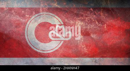 Top view of retro flag Calgary, Alberta Canada with grunge texture ...