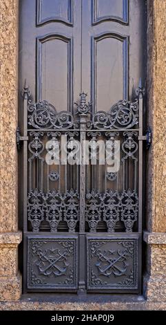 Metal forged facade decoration outdoor in Kyiv Ukraine Stock Photo - Alamy