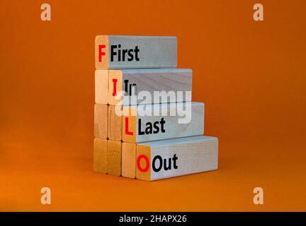 FILO first in last out symbol. Concept words FILO first in last out on ...