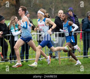 Osian Perrin competing in the men's 5000m final at the UK Athletics ...