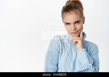 thoughtful teen girl express emotions. portrait of thoughtful teen girl ...