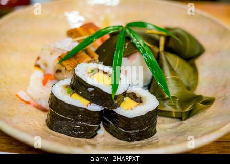 Traditional Kyoto style sushi in a japanese restaurant Stock Photo - Alamy
