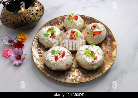 Rasmalai or Malai Sandwich, Roshmolai, Rasamalei is very popular Indian ...