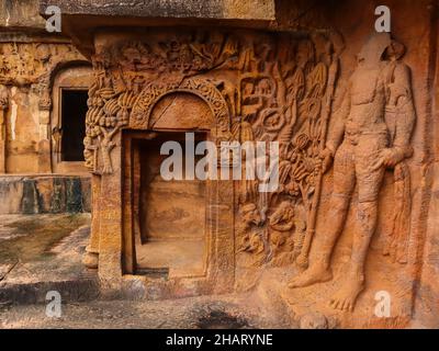 Cave 1 : Rani Gumpha, Udaygiri Caves, Orissa, India. Three-sided open ...
