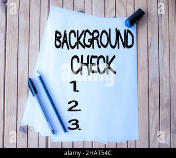 Sign displaying Background Check, Business idea typically refers to ...