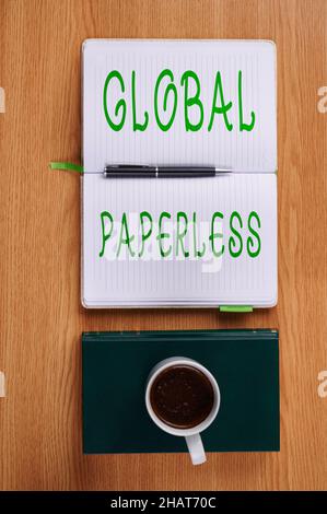 Handwriting text Paperless Office, Internet Concept the area in an ...