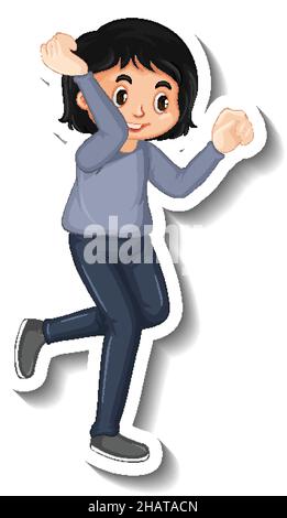 Girl throwing something cartoon character illustration Stock Vector ...
