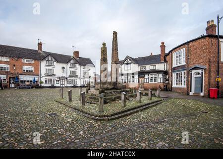 The Saxon Grill behind the Sandbach Crosses in Sandbach, Cheshire Stock ...