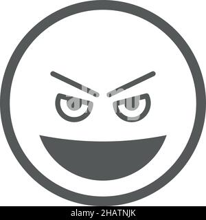 Angry smiley isolated wicked emoticon with toothed smile. Vector grumpy ...