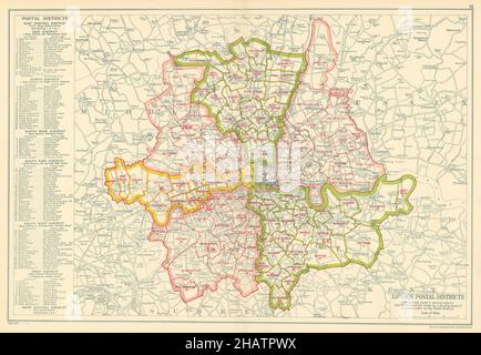 LONDON POSTAL DISTRICTS. Post code areas. N NW W SW SE E. BACON 1934 ...