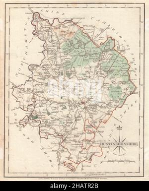 Antique county map of HUNTINGDONSHIRE by JOHN CARY. Fens Moors Yaxley ...