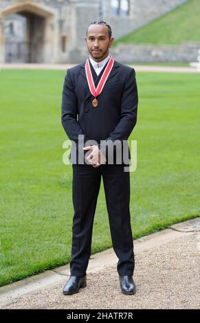 Sir Lewis Hamilton after he was made a Knight Bachelor by the Prince of ...