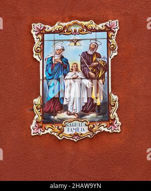 Typical Portuguese tile painting with saint motifs at the house ...