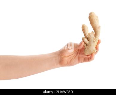 ginger in hand path isolated on white Stock Photo - Alamy