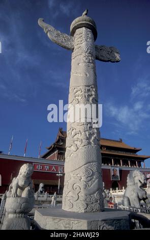 a Stone Column at the front Building und entrance of the Forbidden City ...