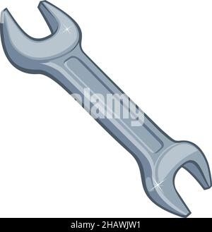 White Wrench Settings Icon. 3D Design for Isolated Button. Vector ...