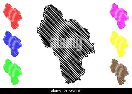 Kullu district (Himachal Pradesh State, Republic of India) map vector ...