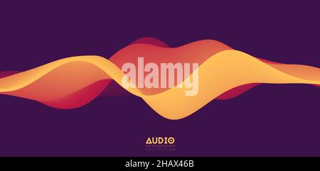 Sound wave visualiztion. 3D orange solid waveform. Voice sample pattern ...