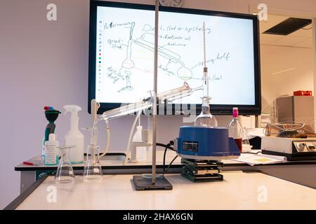 Distillation device in a chemistry classroom at school Stock Photo - Alamy