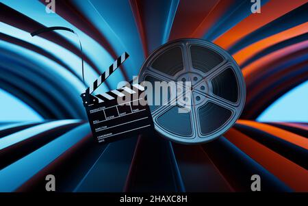 Clapper board in a room, 3d rendering. Computer digital drawing Stock ...