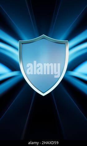 Shield in a room, 3d rendering. Computer digital drawing Stock Photo ...