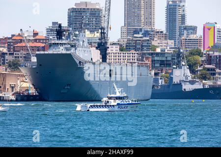 HMAS Canberra LO2 of the Royal Australian Navy at Garden Island naval ...