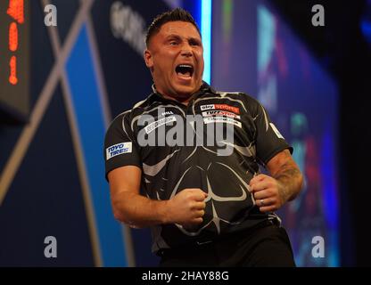 Ritchie Edhouse reacts during his match against Ian White on day eight of the Paddy Power World ...