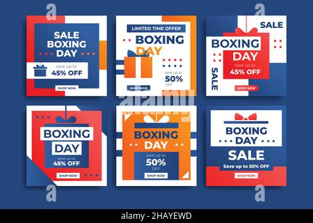 boxing day sale instagram post collection vector design illustration ...
