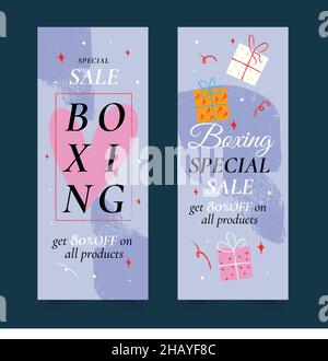 Boxing Day Sale Template Hand Drawn Cartoon Flat Illustration with ...