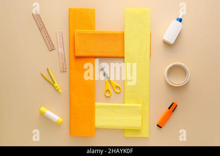 Materials for making Mexican pinata on wooden background Stock Photo ...