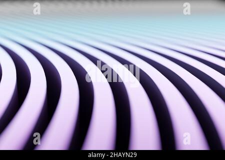 3d illustration of a stereo blue and purple stripes . Abstract glowing ...