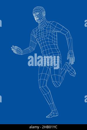 Wireframe running man. 3d illustration Stock Photo - Alamy