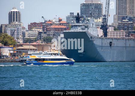 HMAS Canberra LO2 of the Royal Australian Navy at Garden Island naval ...