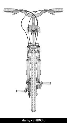 Detailed bike wireframe from black lines isolated on white background ...