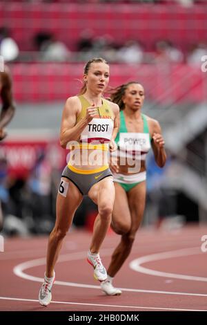 Katharina Trost competing in the 800 meters of the 2020 Tokyo Olympics ...