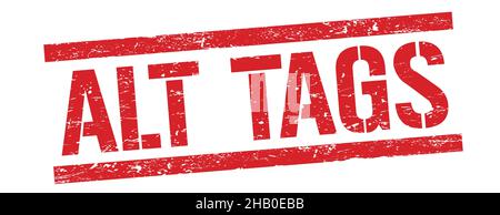 ALT TAGS text on red brown ribbon badge stamp Stock Photo - Alamy